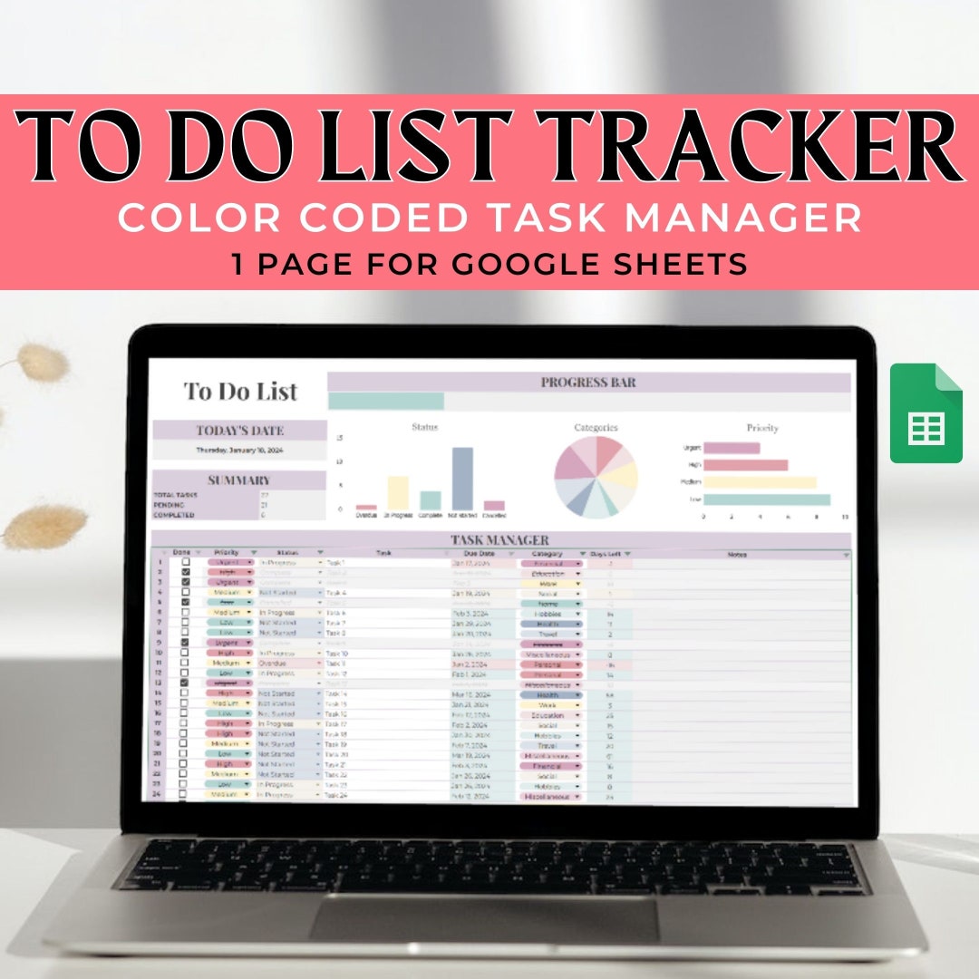 Google Sheets to Do List, Task Tracker, Assignment Tracker Spreadsheet ...