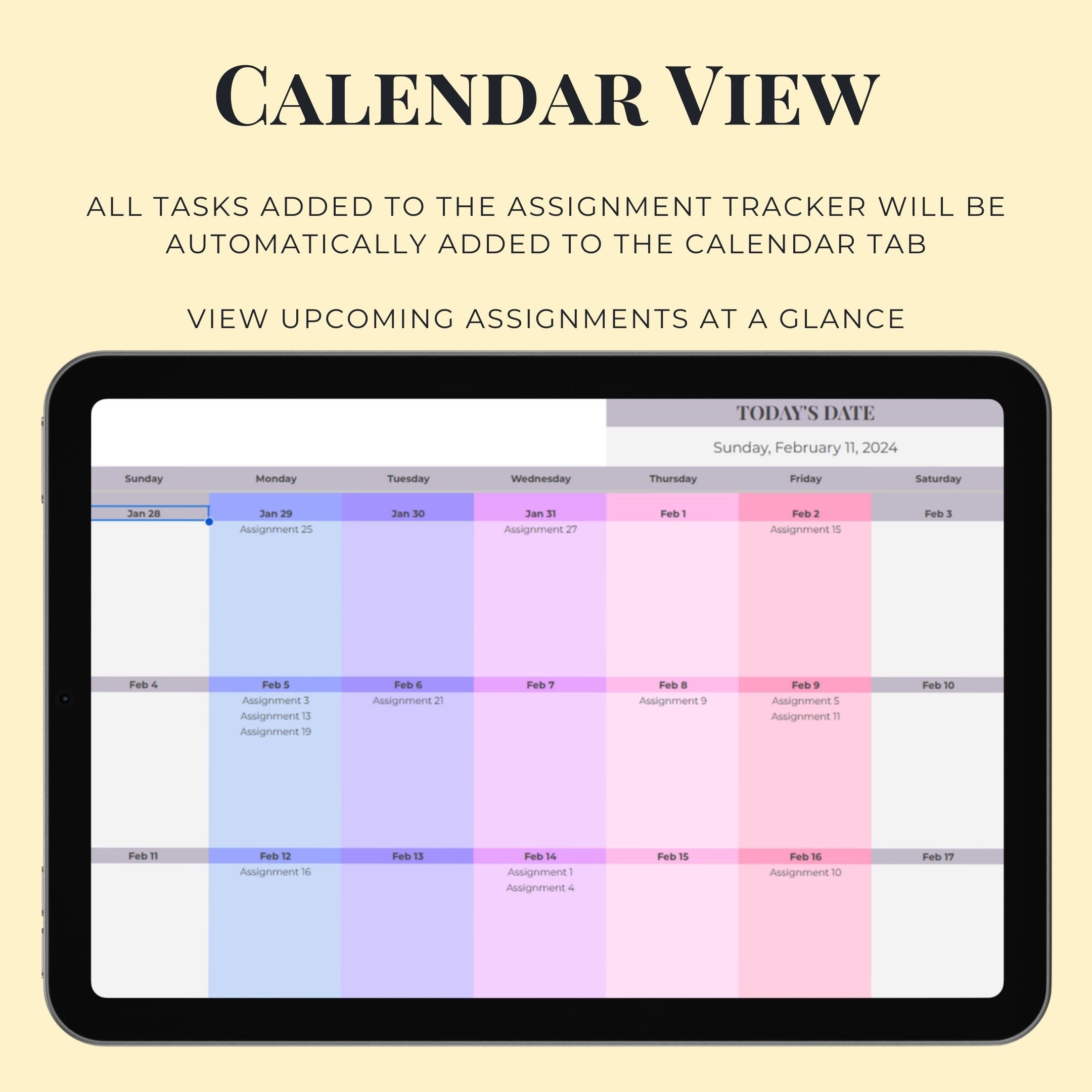 Google Sheets Assignment Tracker Student Planner Academic Template ...