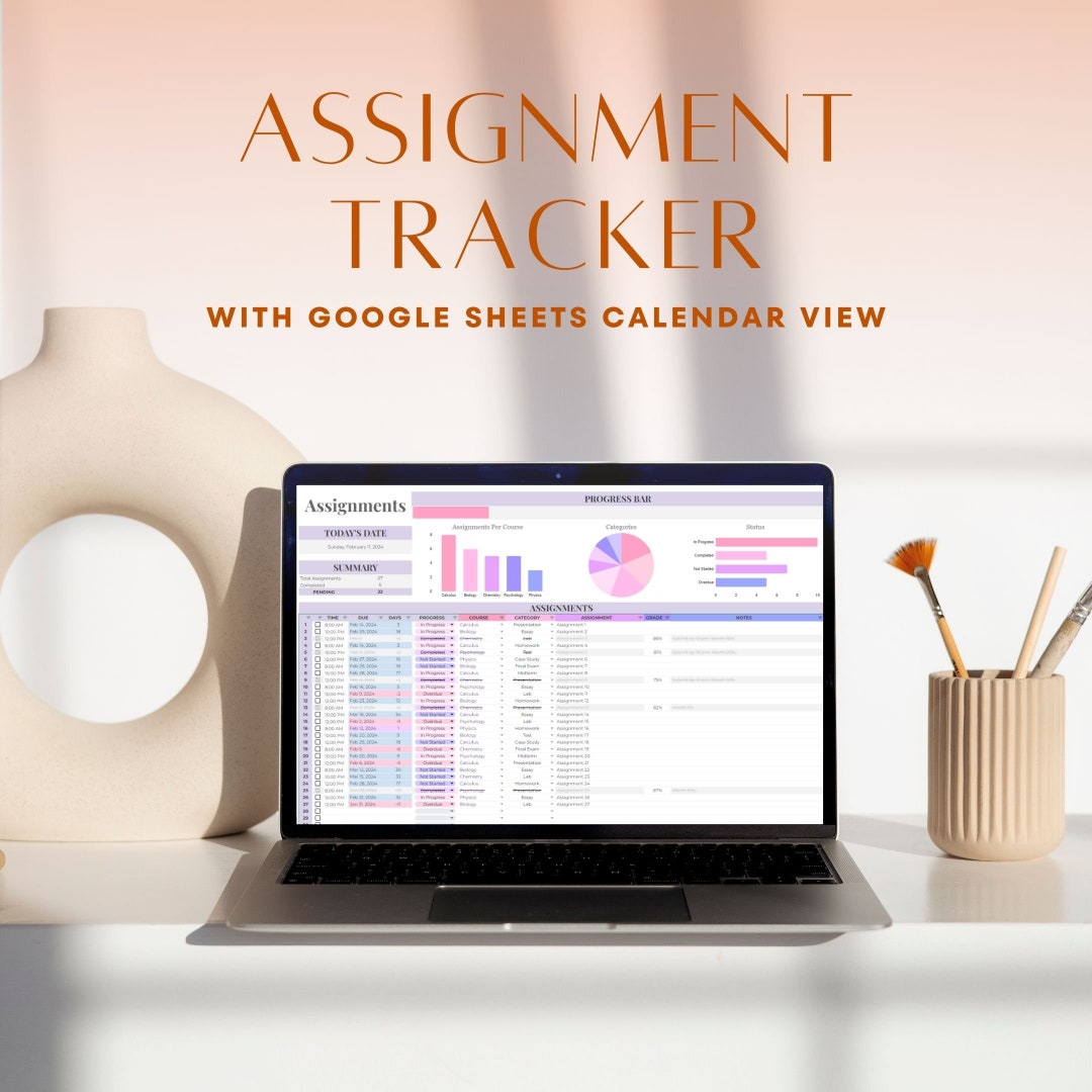 Google Sheets Assignment Tracker Student Planner Academic Planner ...