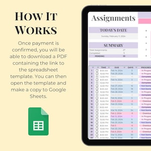 Google Sheets Assignment Tracker Student Planner Academic Template ...