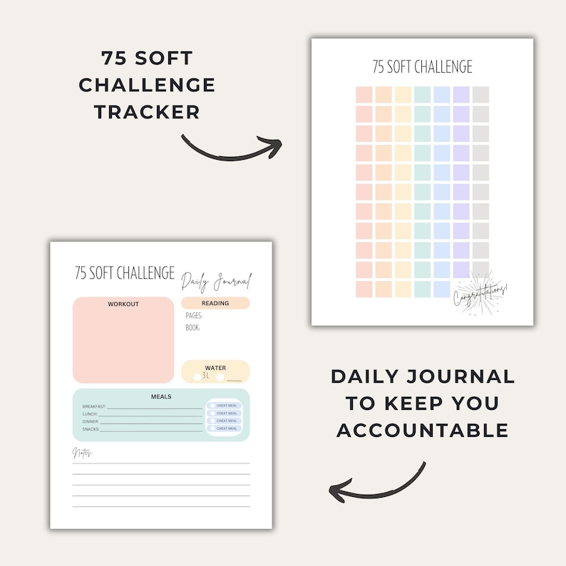 75 Day Soft Challenge Tracker: Printable A5 & US Letter Size Planner ...