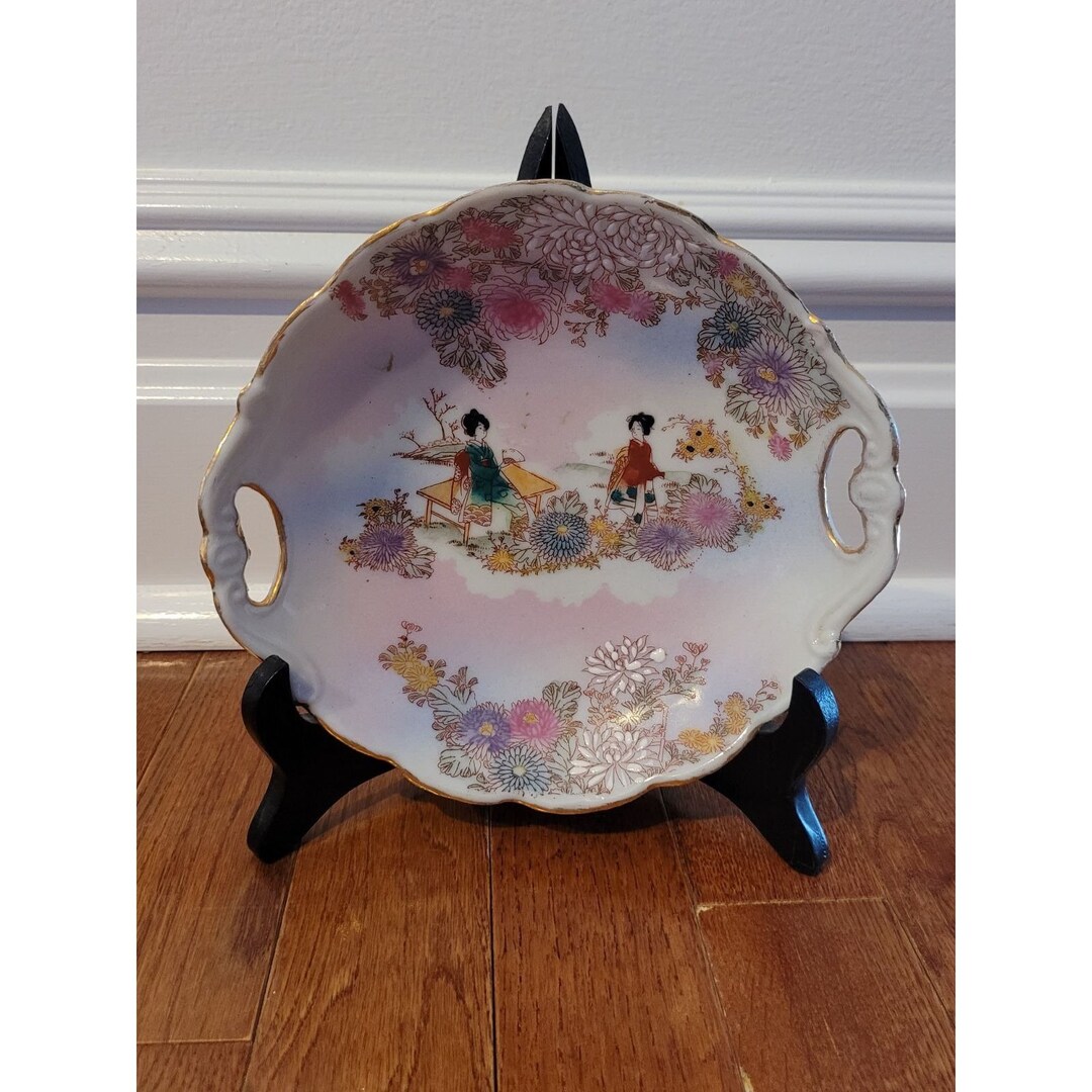 Antique Japanese Chinese Collector Plate W/stand - Etsy