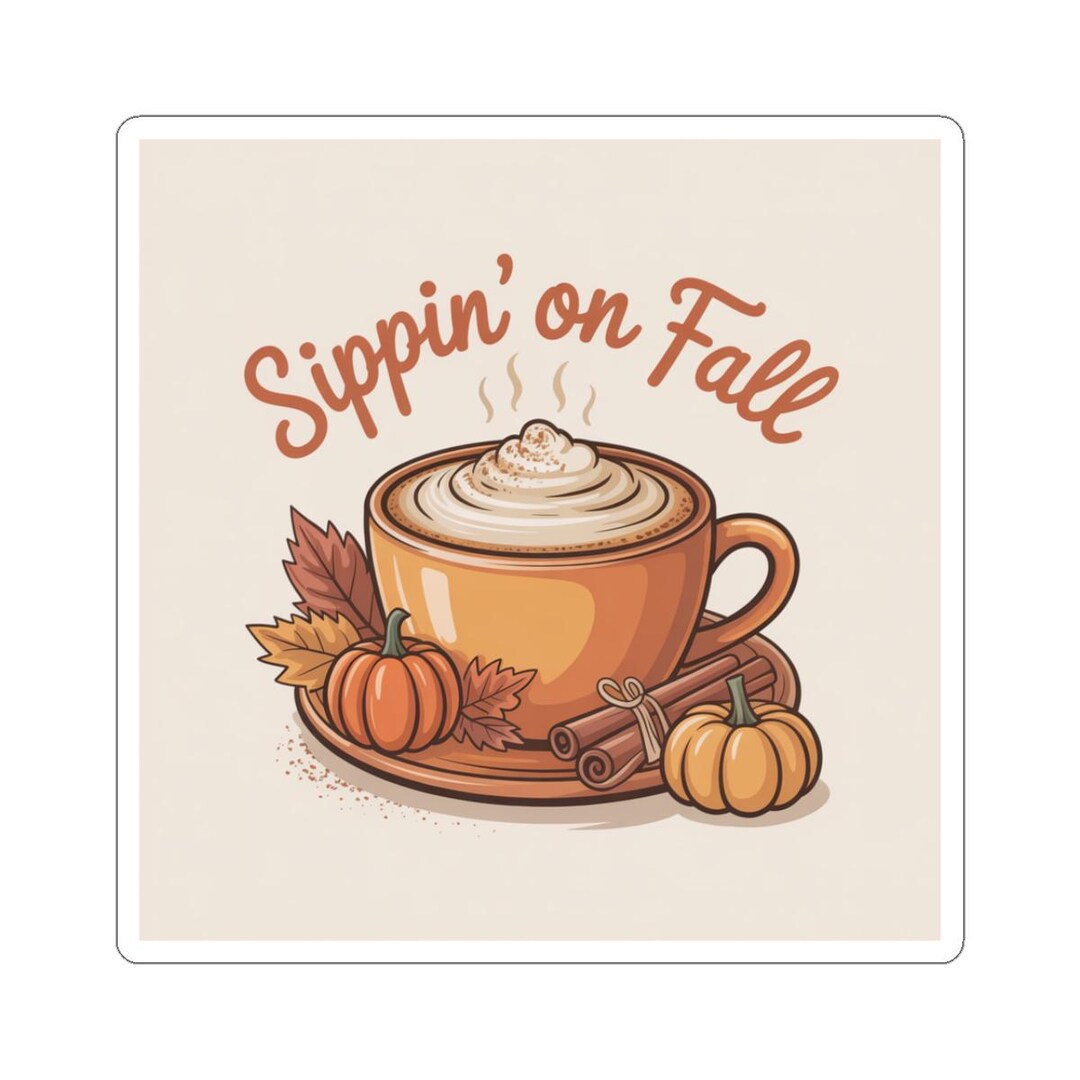 Sippin' on Fall Kiss-cut Sticker - Etsy