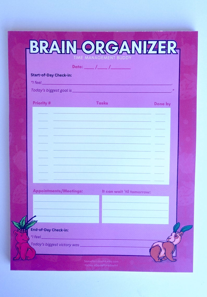 Colorful Brain Organizer Notepad: Task To-do List - Letter Size - Etsy
