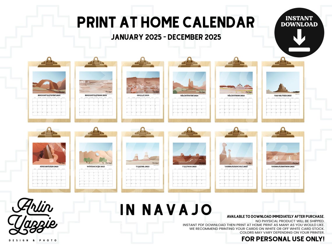 2025 Navajo Printable Calendar | Calendar | 2025 Calendar | Printable ...