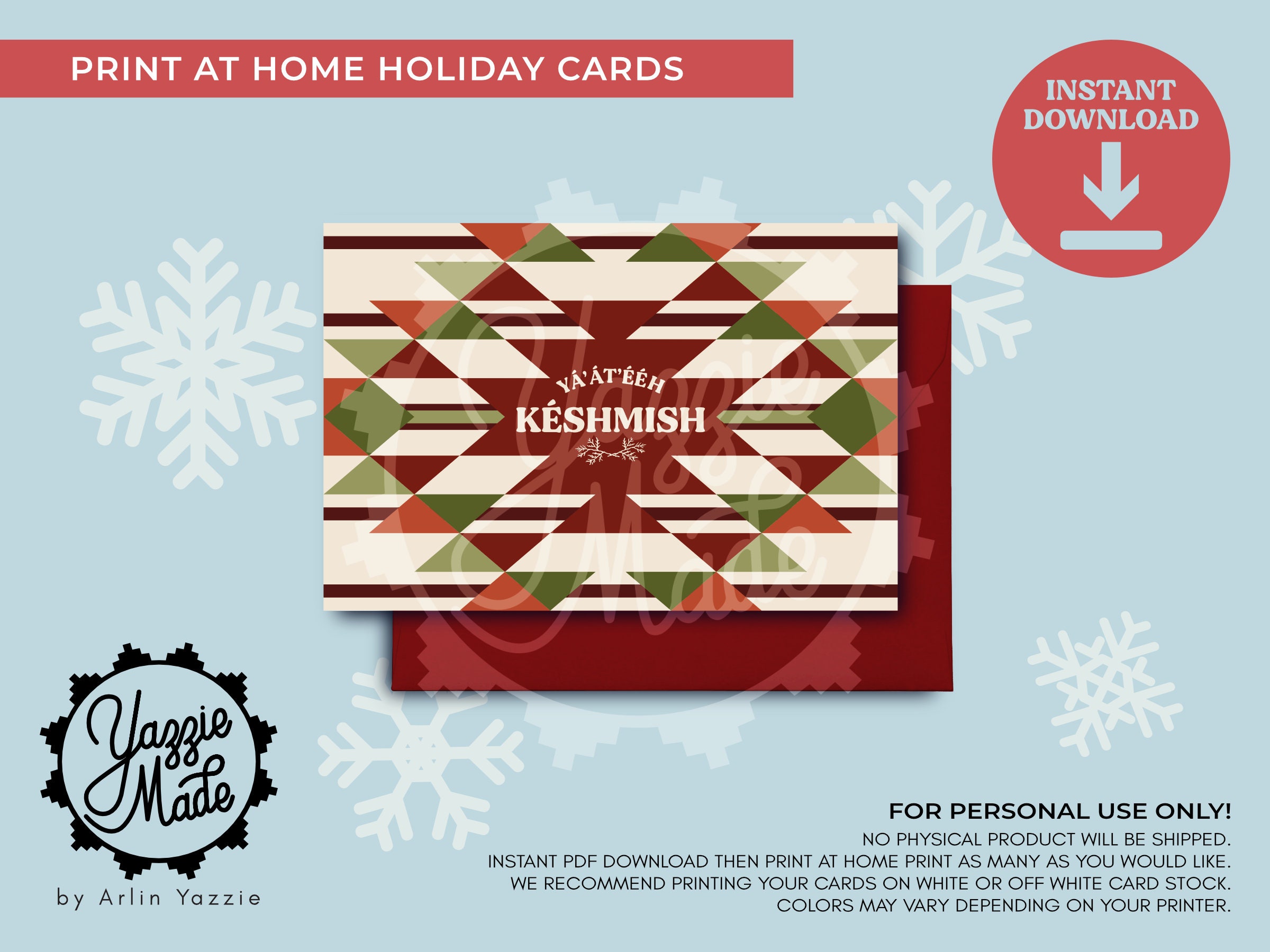 Navajo Christmas Card, PRINT YOURSELF, Christmas Card, Print at Home ...