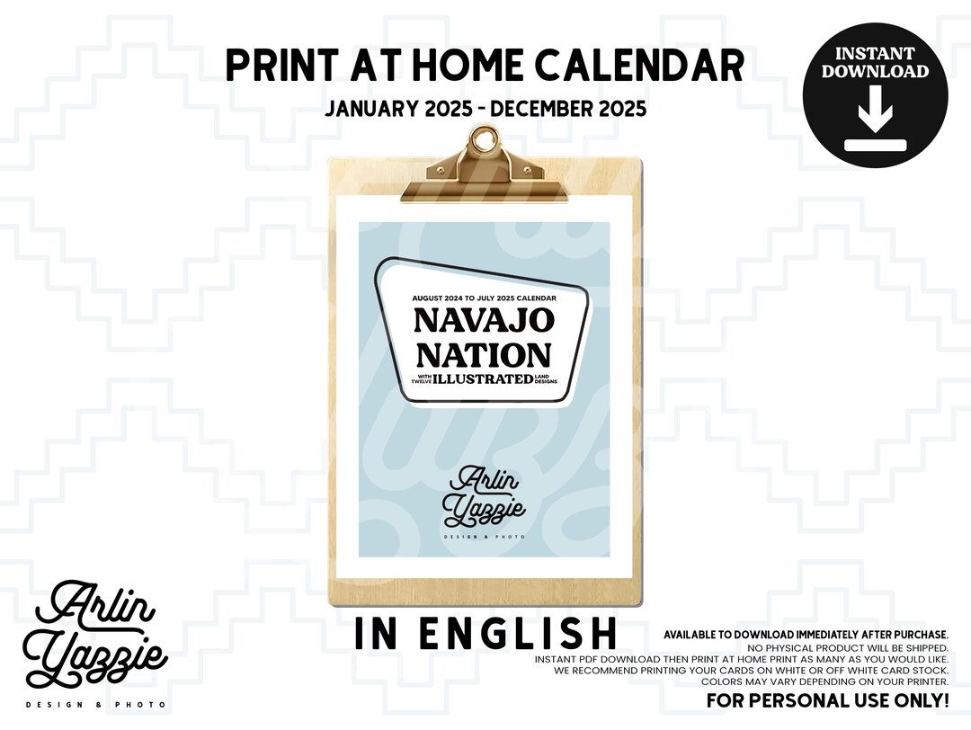 2025 Printable Calendar | Calendar | 2025 Calendar | Printable | Navajo ...