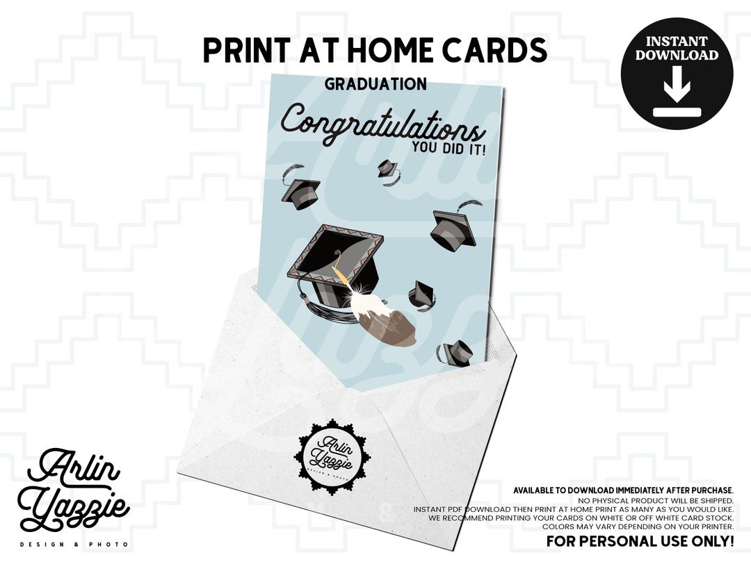Native Graduation Card, PRINT YOURSELF, Graduation, Print at Home ...
