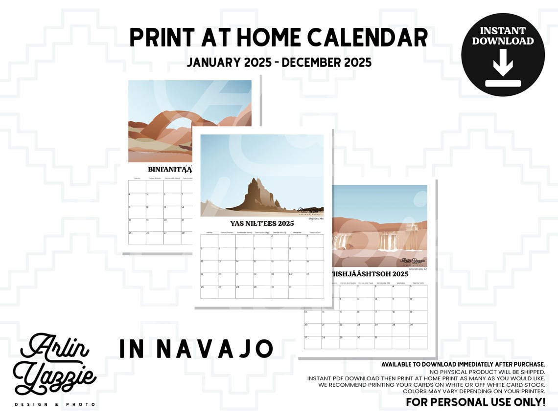 2025 Navajo Printable Calendar | Calendar | 2025 Calendar | Printable ...