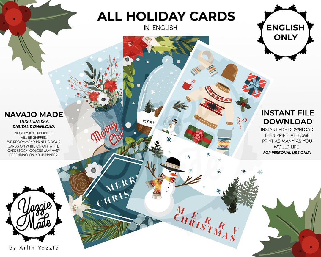 Printable Christmas Card PRINT YOURSELF Christmas Card - Etsy
