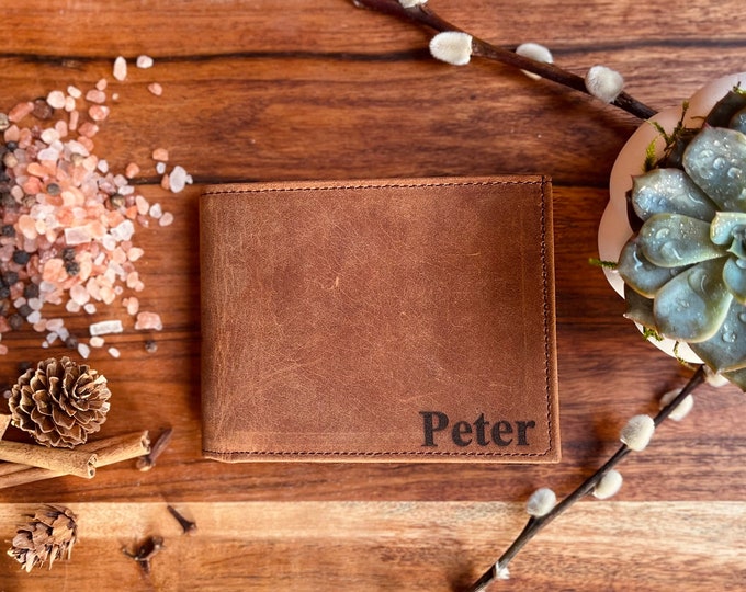 Engraved Leather Wallet for Men, Personalized Wallet, Laser Engraved ...