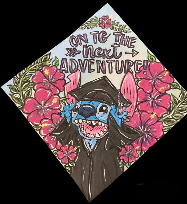 Hand Painted Stitch Theme Graduation Cap Topper - Etsy