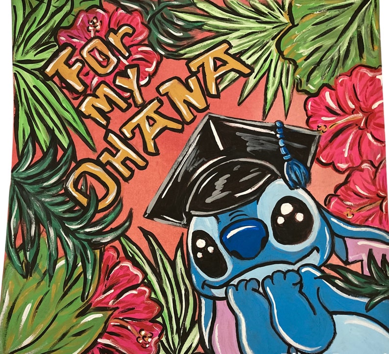 Hand Painted Stitch Theme Graduation Cap Topper - Etsy