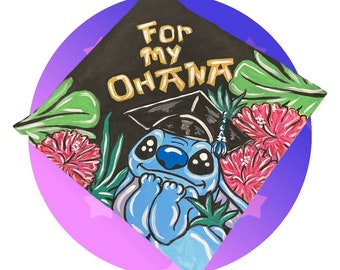 Hand Painted Stitch Theme Graduation Cap Topper - Etsy