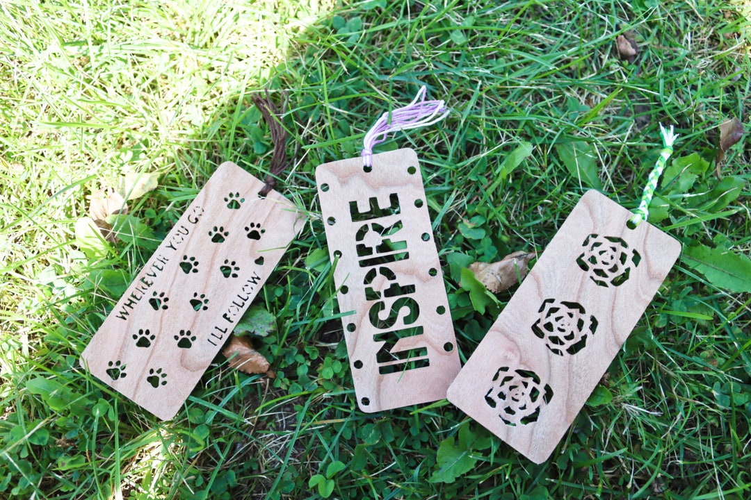 Wood Veneer Bookmarks: Succulent, Pawprints, Inspire | Bookmark With ...