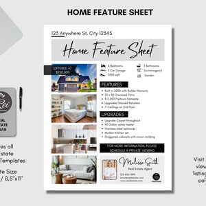 Real Estate Home Feature Sheet, Home Showing, Home Selling, Real Estate ...