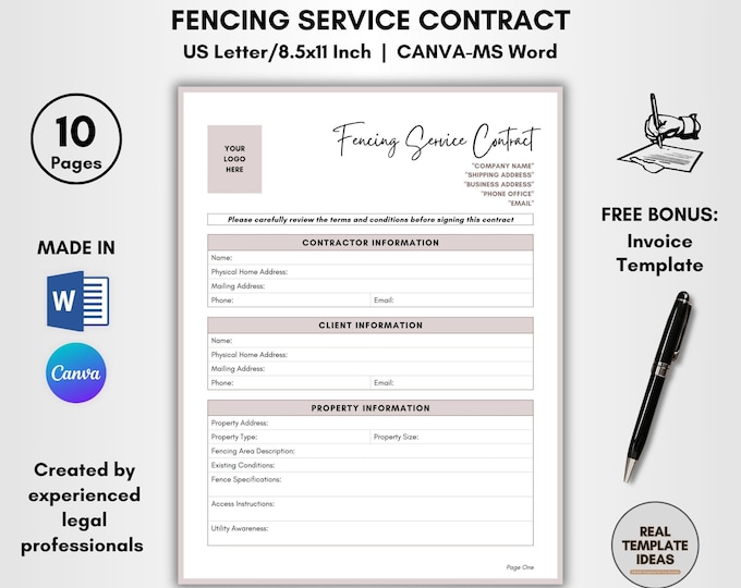 Fencing Estimate Template, Fence Quote Template, Fence Proposal ...