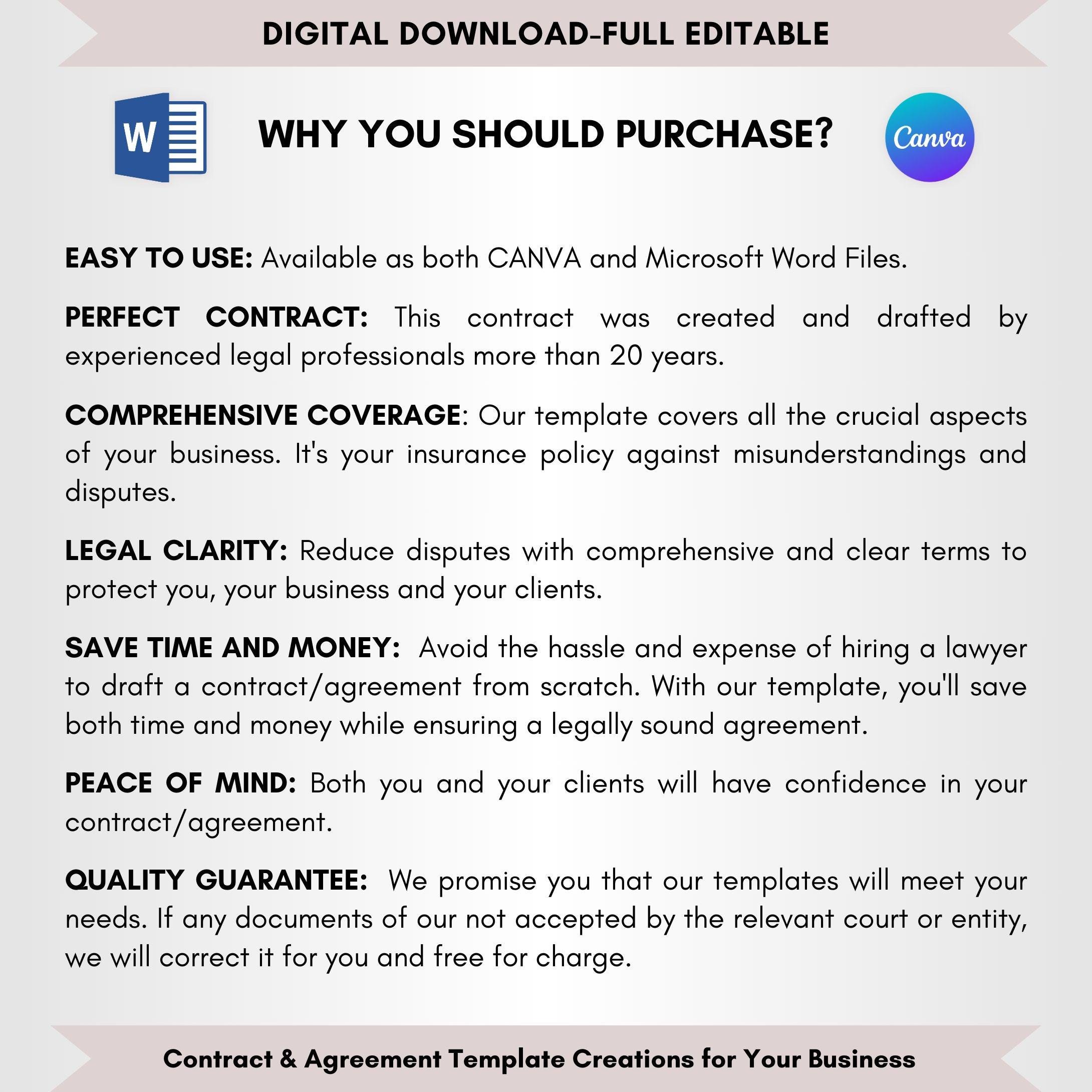 Non-refundable Deposit Agreement Template: DIY Editable (canva & MS ...