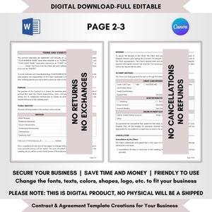 Wedding Floral Service Contract Template, 11 Pages DIY Editable ...