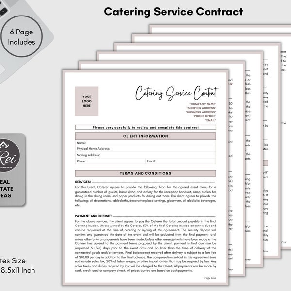 Catering Agreement Template - Etsy
