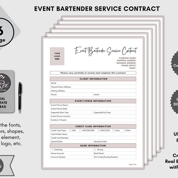 Bartender Contract - Etsy