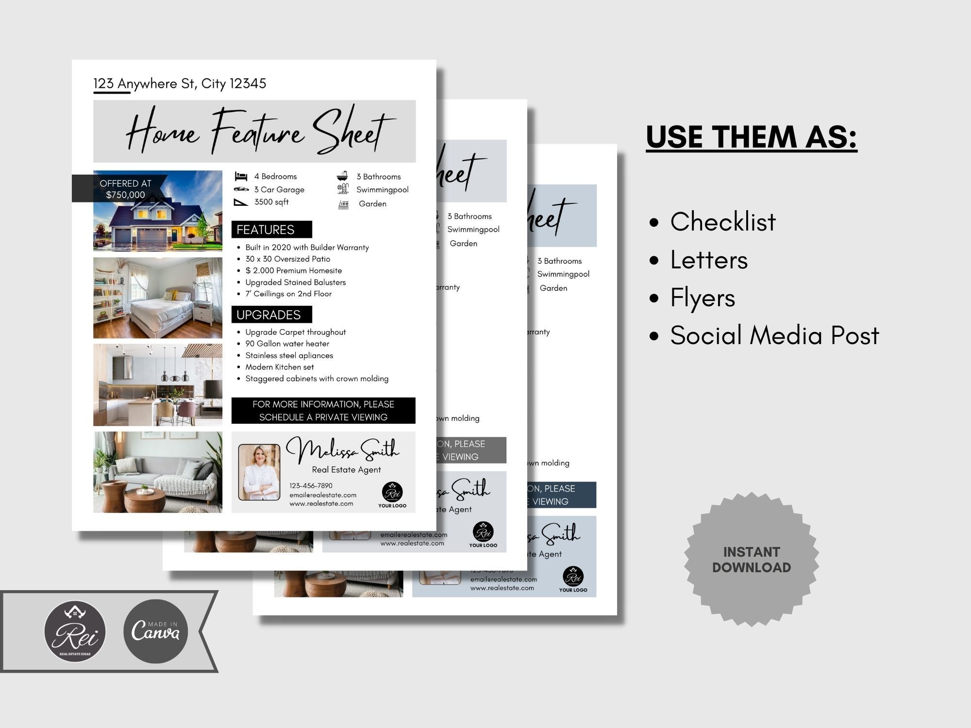 Real Estate Home Feature Sheet Home Showing Home Selling - Etsy