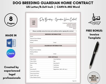 Stud Dog Owner Breeding Contract Editable Canva Template - Etsy
