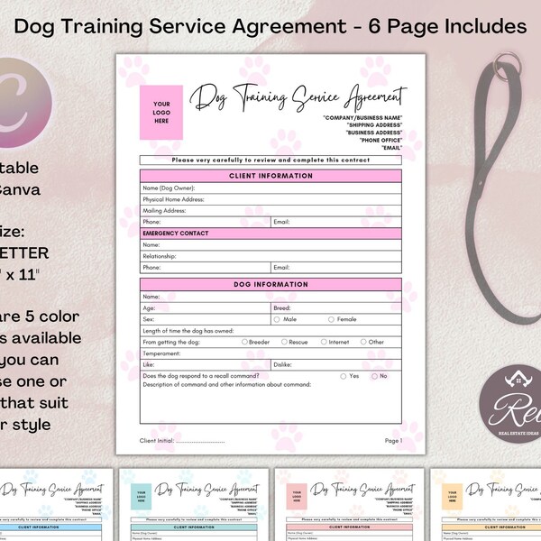 Dog Training Contract Template - Etsy