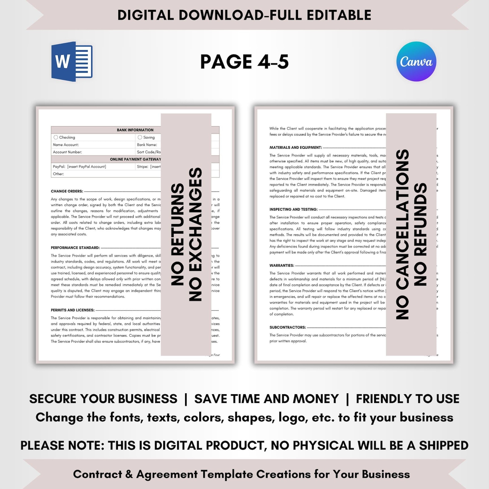 Electrical Service Contract Template, 11 Pages DIY Editable ...