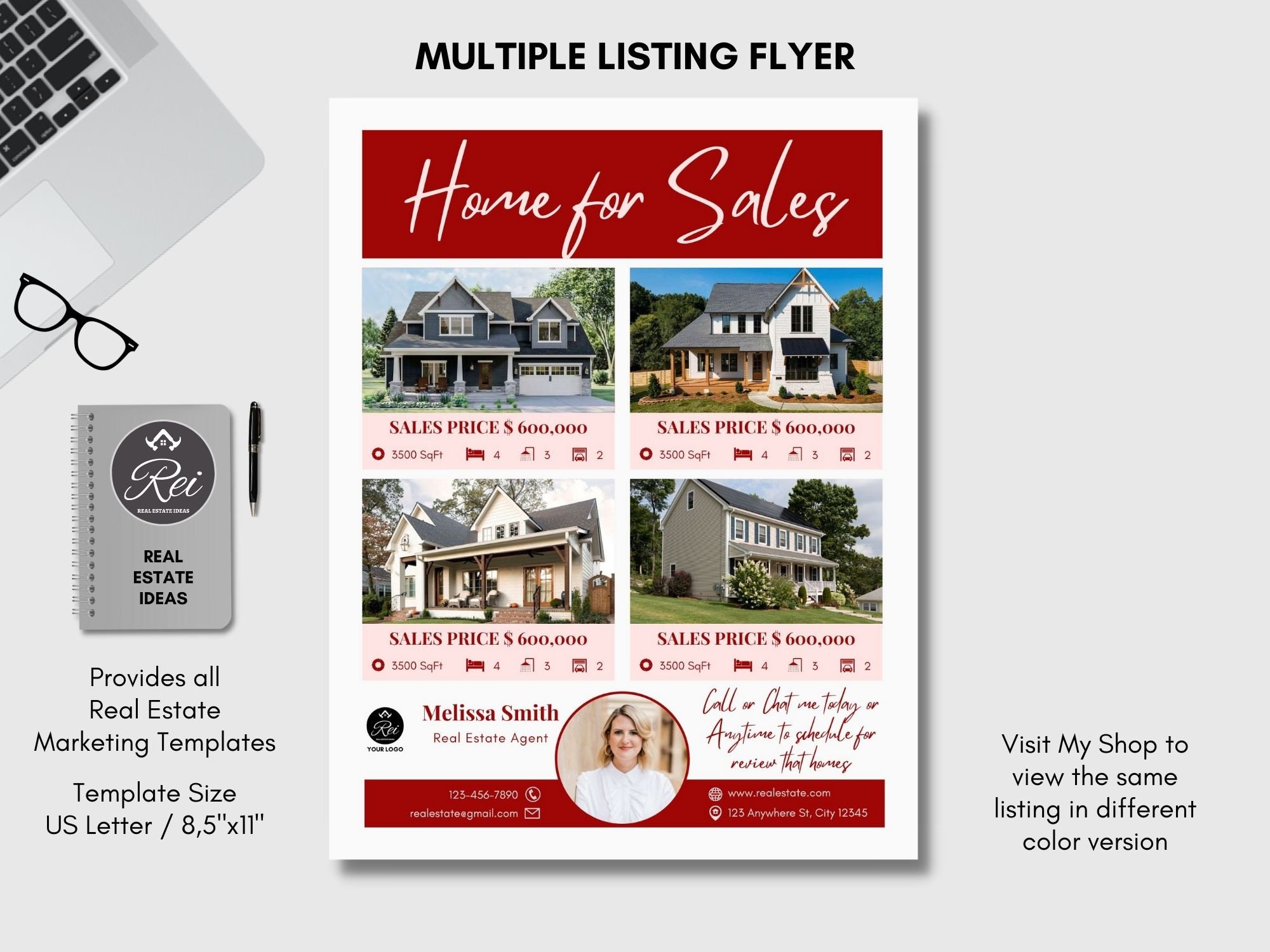Multiple Listing Flyer, Home for Sales, Recently Sold, Multi Listing Sheet, Real Estate ...