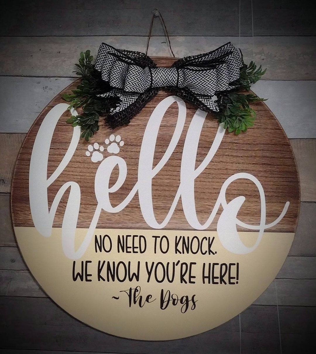 Custom Hello Dog/dogs Door Sign, Custom Hello Dog/dogs Round Door Sign ...