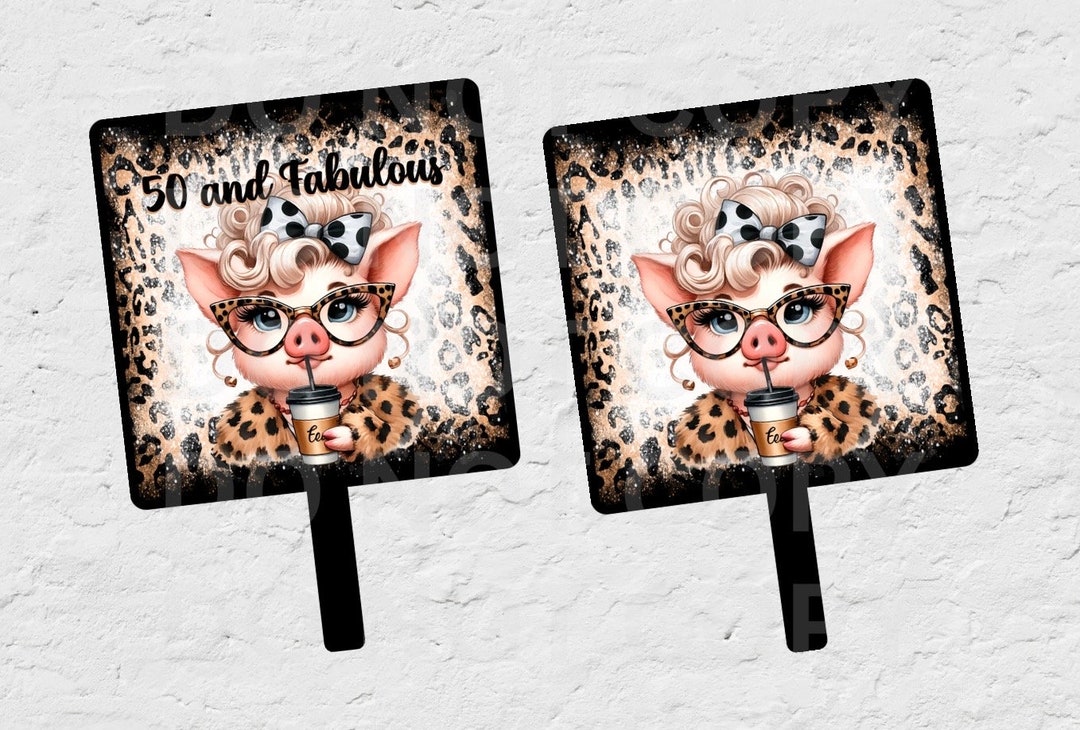 Square Cake Topper, Pig, Leopard Print, Personalize, Acrylic, Birthday ...