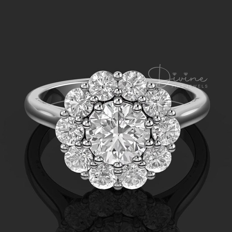 Diamond Flower Ring - Etsy