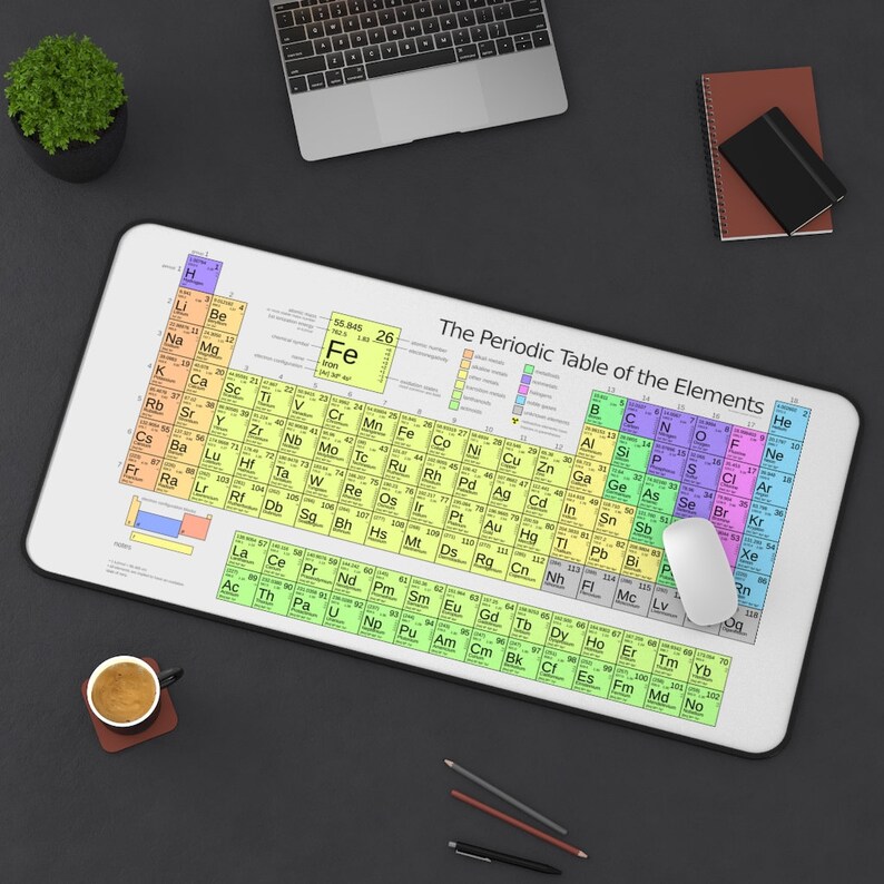 Periodic Table Desk Mat, Light Gray, Science Gift - Etsy