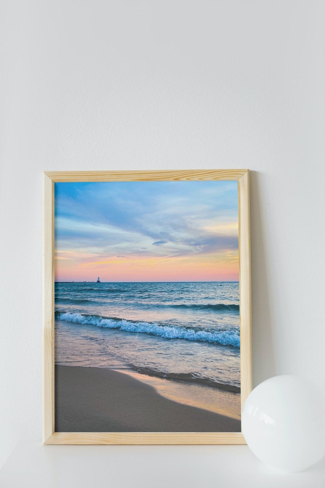 Pastel Sunset Beach Print| Digital Art Print| Michigan Photography - Etsy