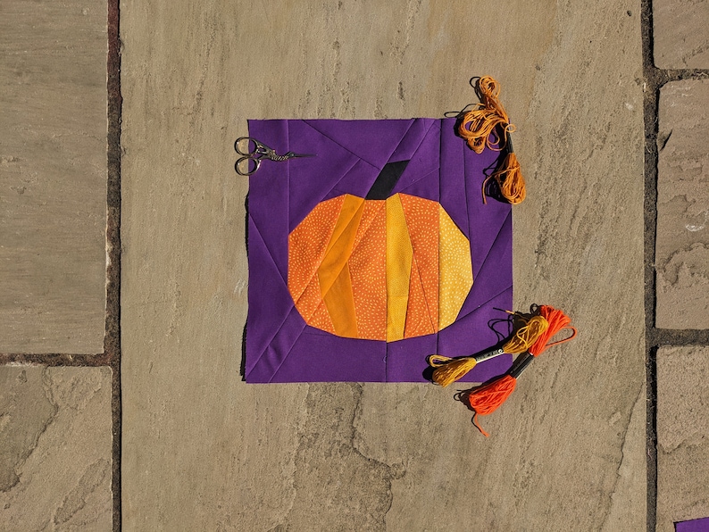Halloween Pumpkin 12 Inch Foundation Paper Piecing Block FPP Quilt ...