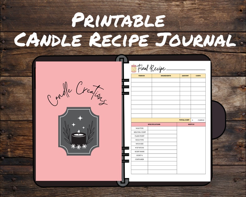 Candle Recipe Printable | Candle Making | Candle Journal | Candle ...