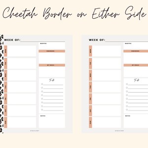 Cheetah Print Weekly Planner Printable | US Letter, A4 (instant ...
