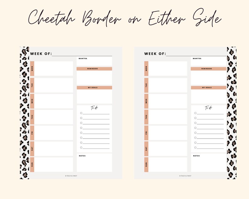 Cheetah Print Weekly Planner Printable | US Letter, A4 (instant ...