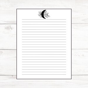 Moon Stationary Paper | Lined Note Paper | Printable Notes | Witchy ...