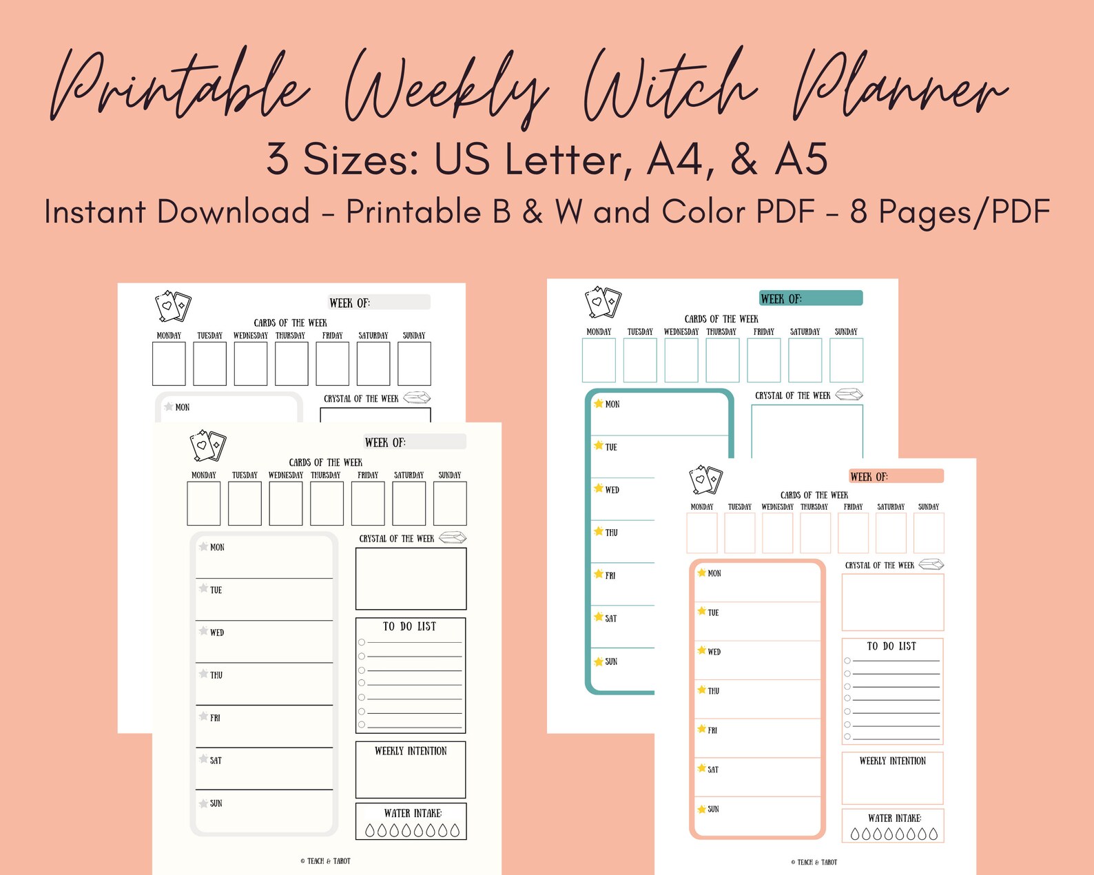 Weekly Witch Planner Printable Witch Worksheet Weekly Schedule Weekly ...