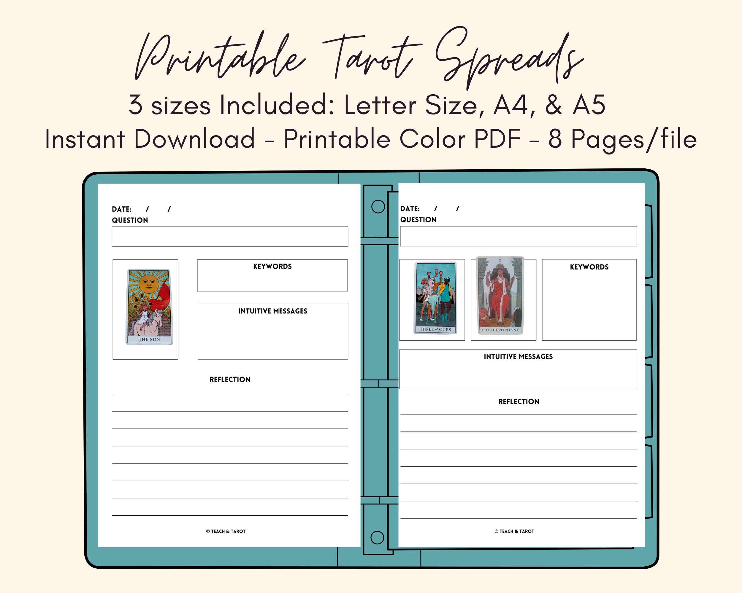 Tarot Spread Planner Bundle Printable Tarot Journal Weekly Monthly ...