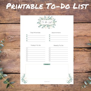 Eucalyptus to Do List Printable | Modern to Do List | Simple to Do List ...