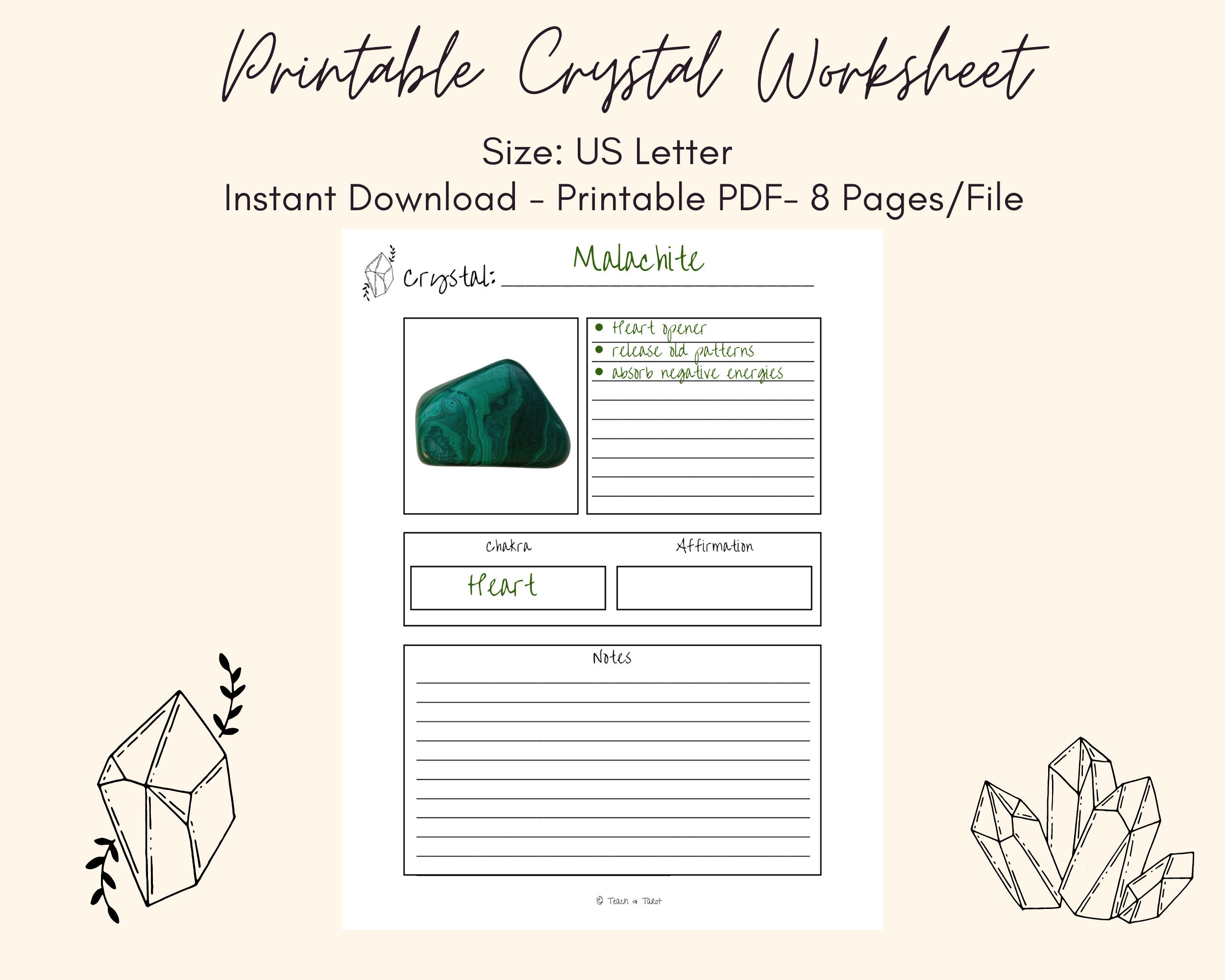 Crystal Worksheet Bundle | Printable Crystal Journal | Crystal Workbook ...