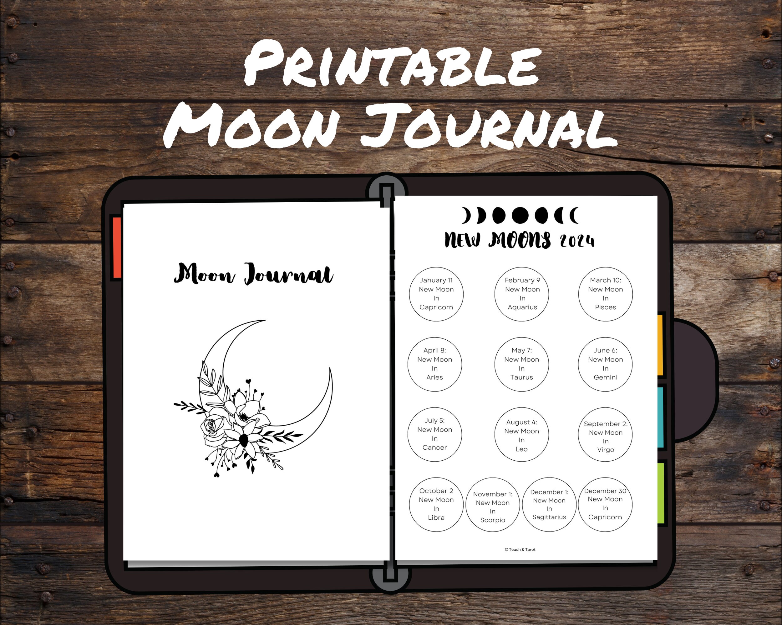 Moon Journal 2024 Printable Moon Workbook Witchy Journal Full Moon ...