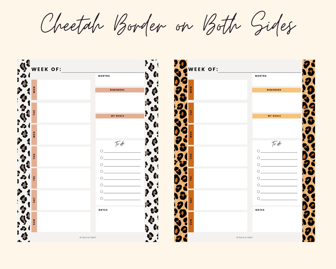 Weekly Cheetah Print Planner Printable Leopard Print Planner Weekly ...