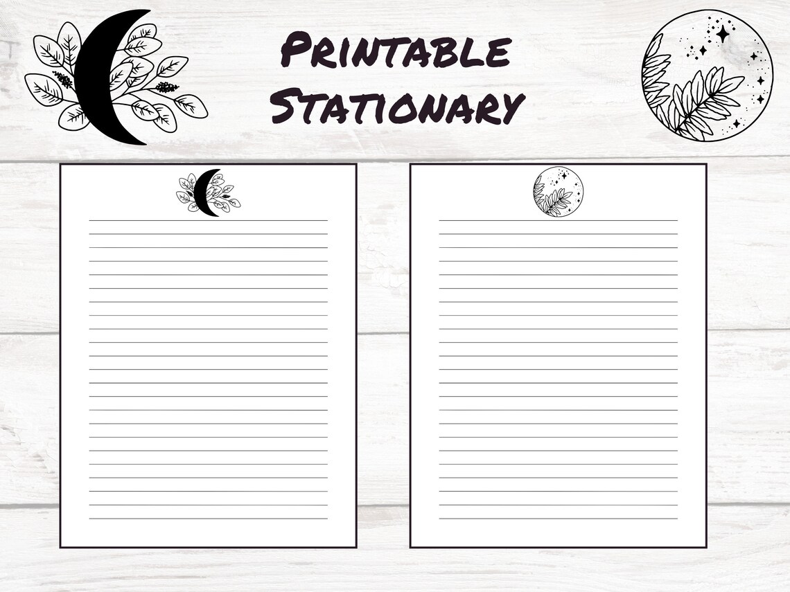 Moon Stationary Paper | Lined Note Paper | Printable Notes | Witchy ...