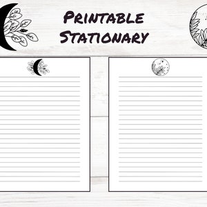 Moon Stationary Paper | Lined Note Paper | Printable Notes | Witchy ...
