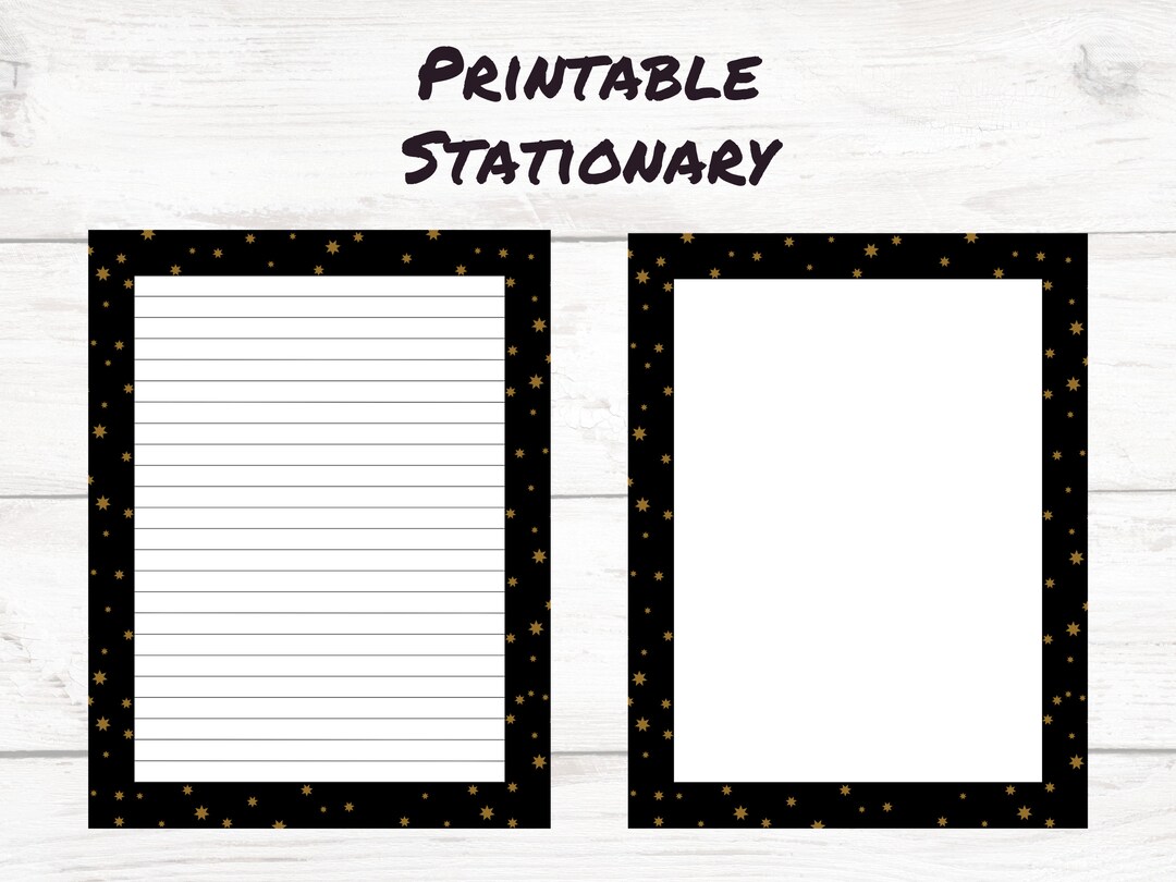 Starry Night Stationery Paper | Lined Printable Notes (US Letter, A4 ...