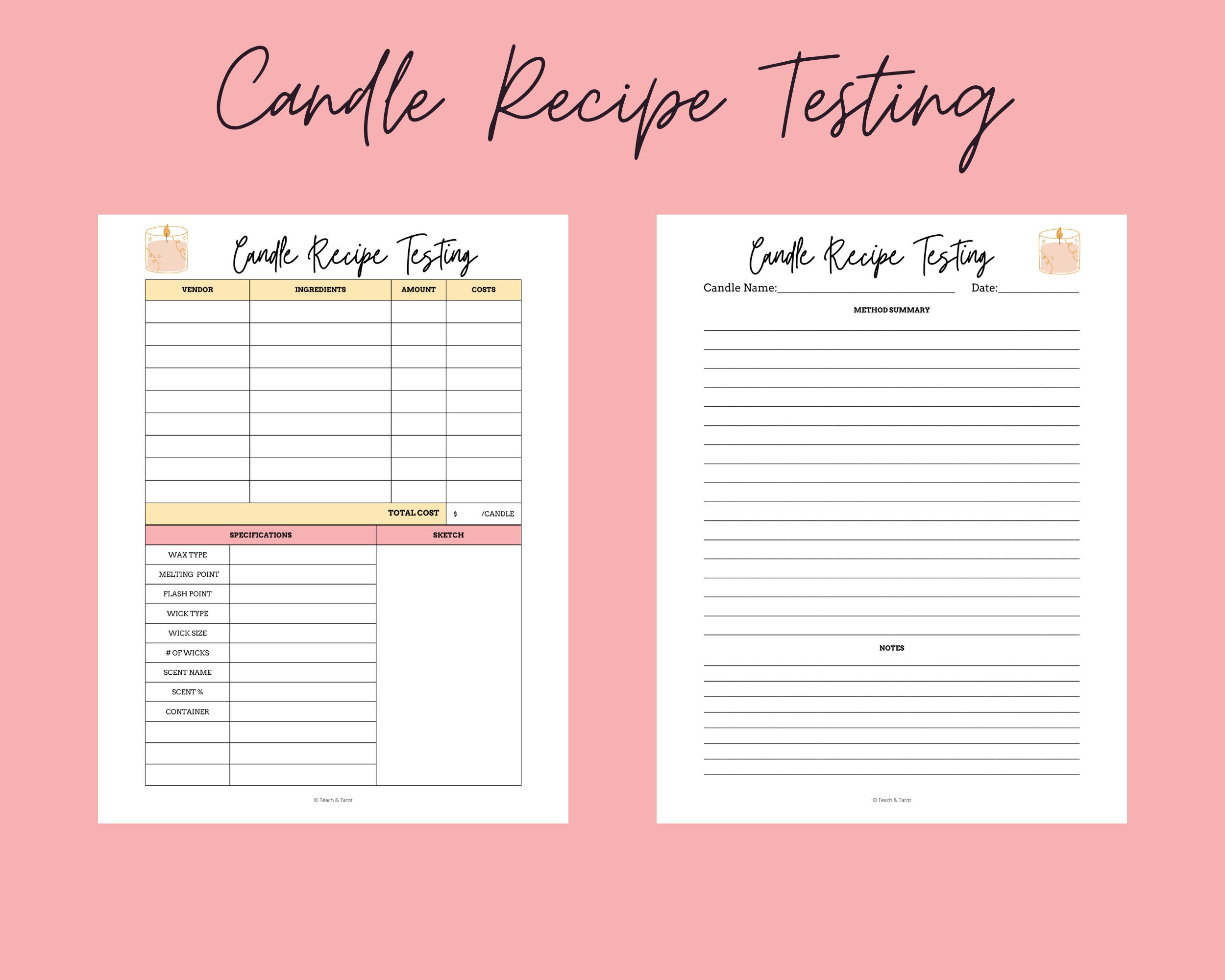 Candle Recipe Printable | Candle Making | Candle Journal | Candle ...
